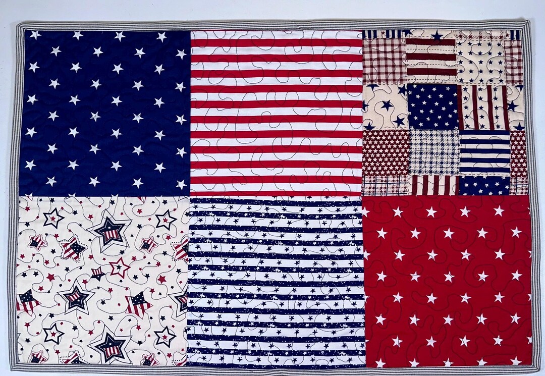 Patriotic Table Topper Quilted and Batted - Etsy