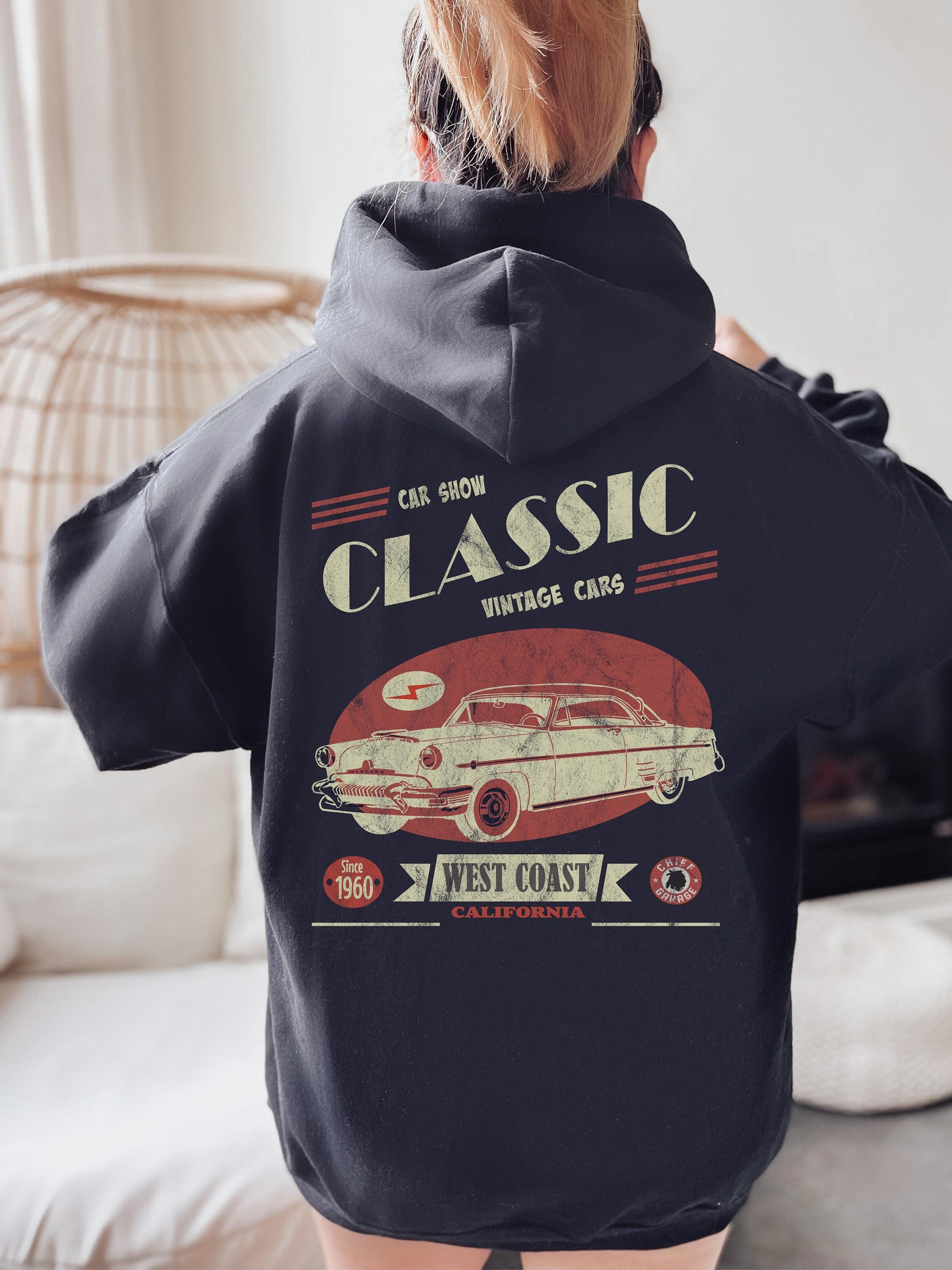 Classic Car Show West Coast Vintage Car Pullover - Etsy