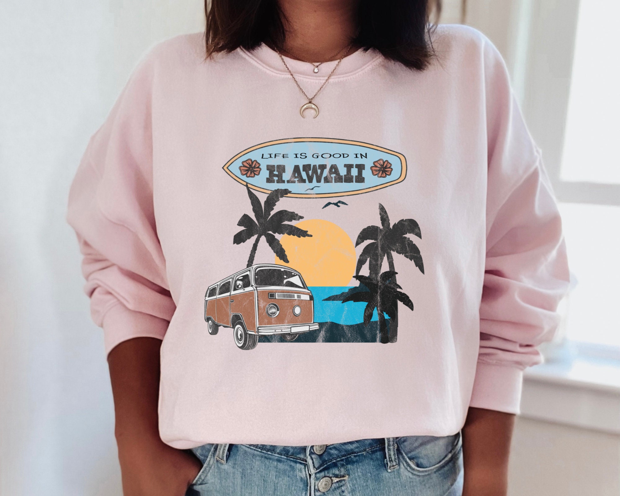 Life Is Good In Hawaii Oahu Waikiki Rainbow State Pullover | Etsy