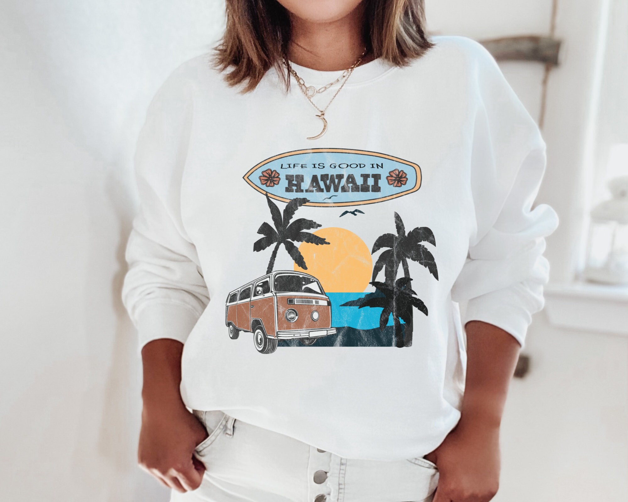Life Is Good In Hawaii Oahu Waikiki Rainbow State Pullover | Etsy