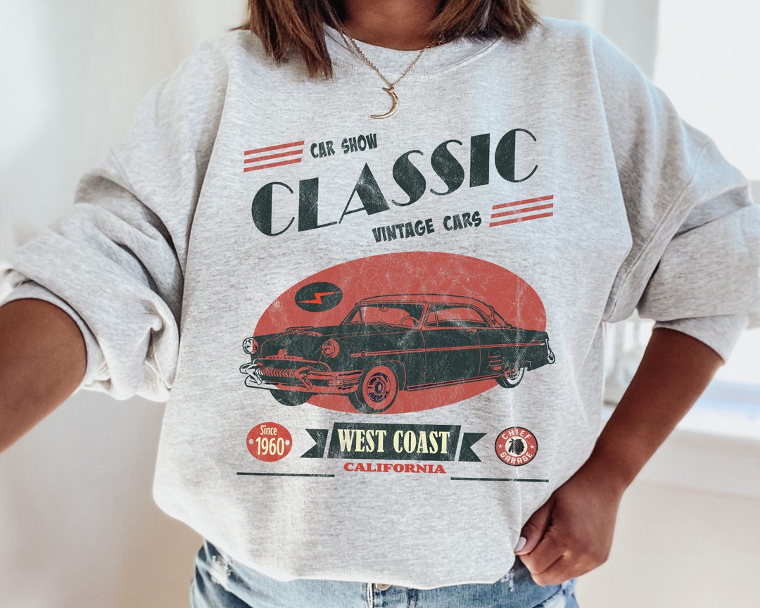 Classic Car Show West Coast Vintage Car Pullover - Etsy
