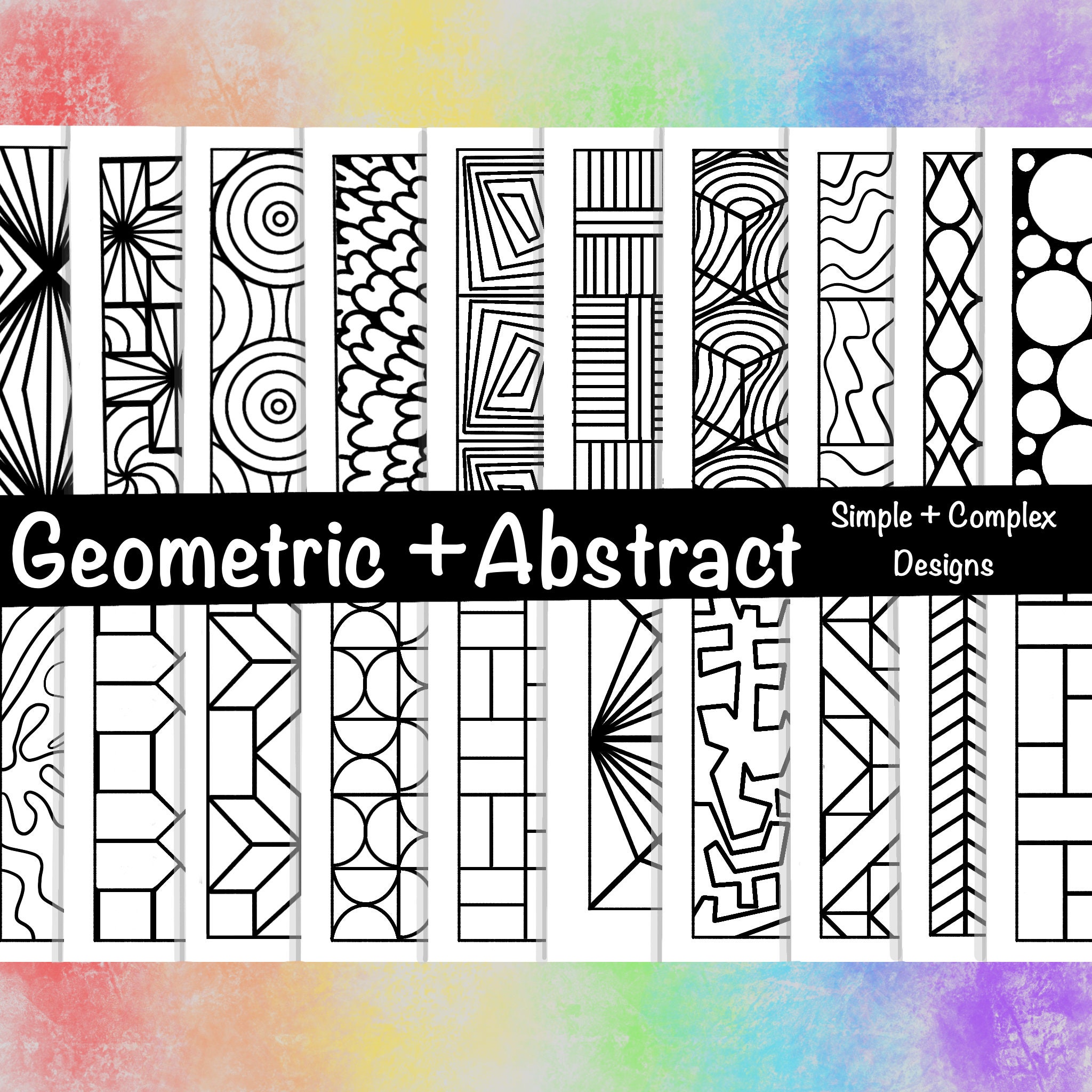 Shapes and Patterns Blank Coloring Pages for All Ages - Etsy