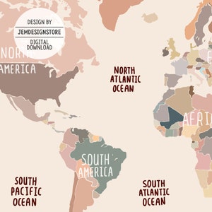 World Map Girl Bedroom Decor, World Map Poster Boy Kids Room Wall Art ...