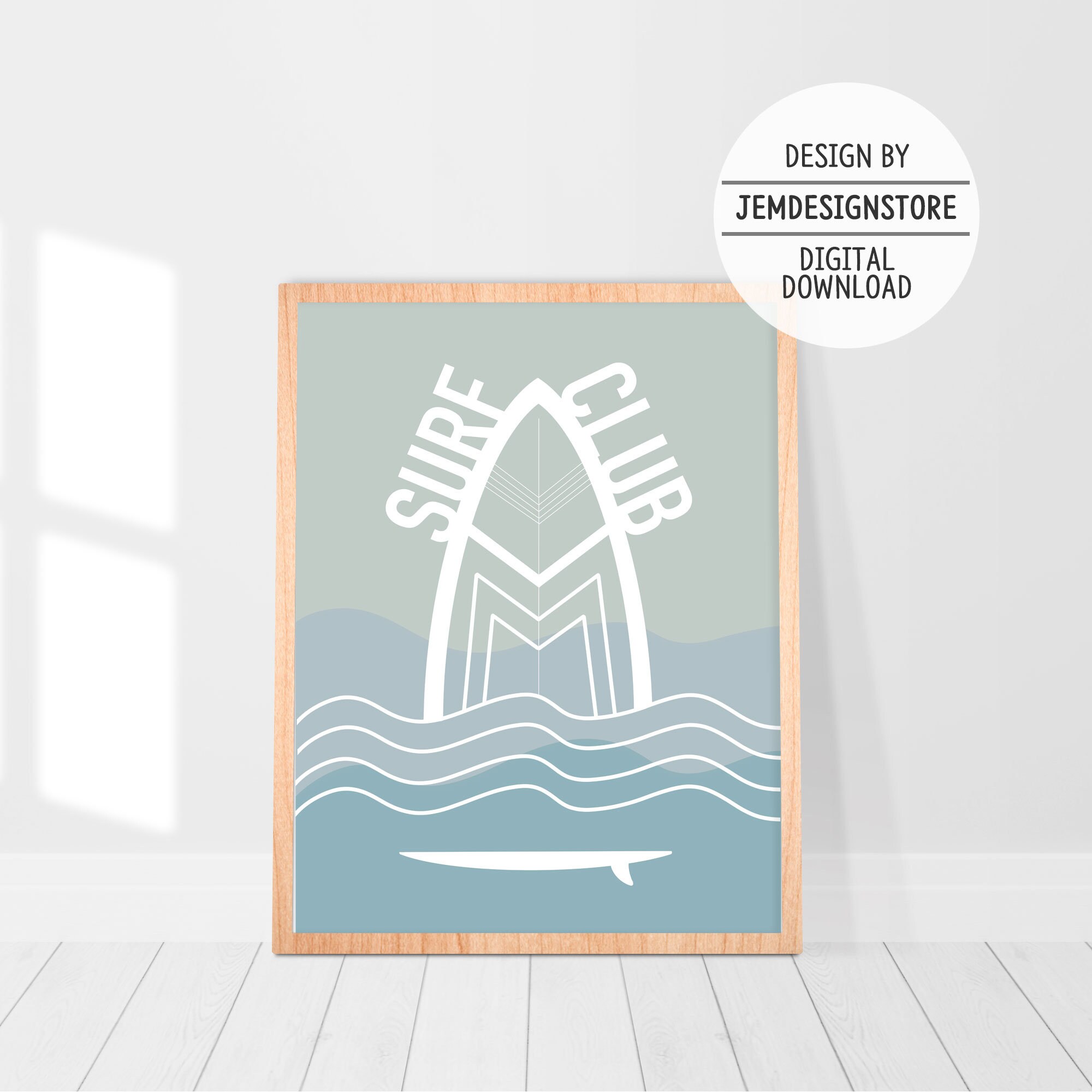 Blue Wave Surf Poster, Abstract Art, Ocean Wave, Neutral Print ...