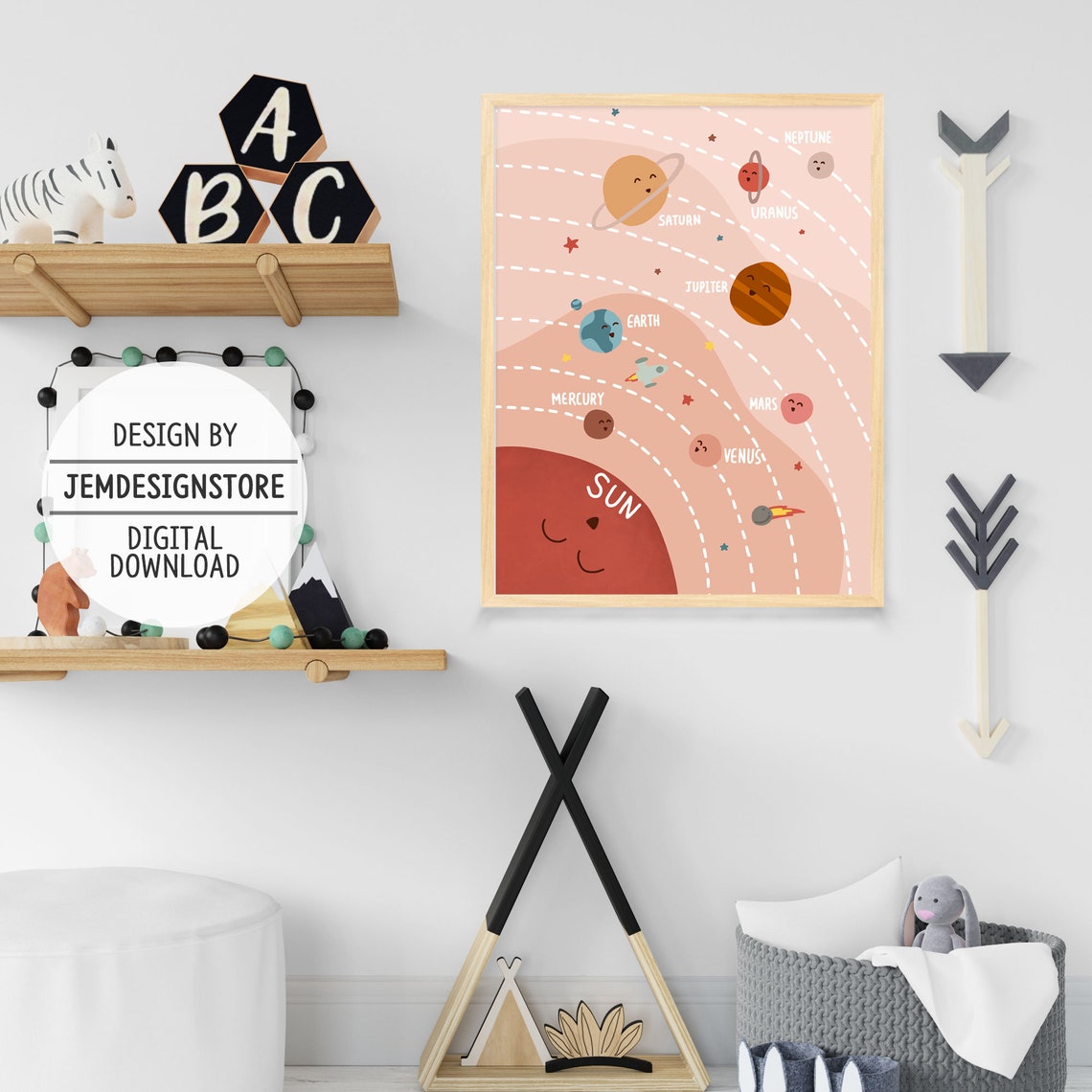 Solar System Poster Space Girl Bedroom Decor Boy Kids Room - Etsy