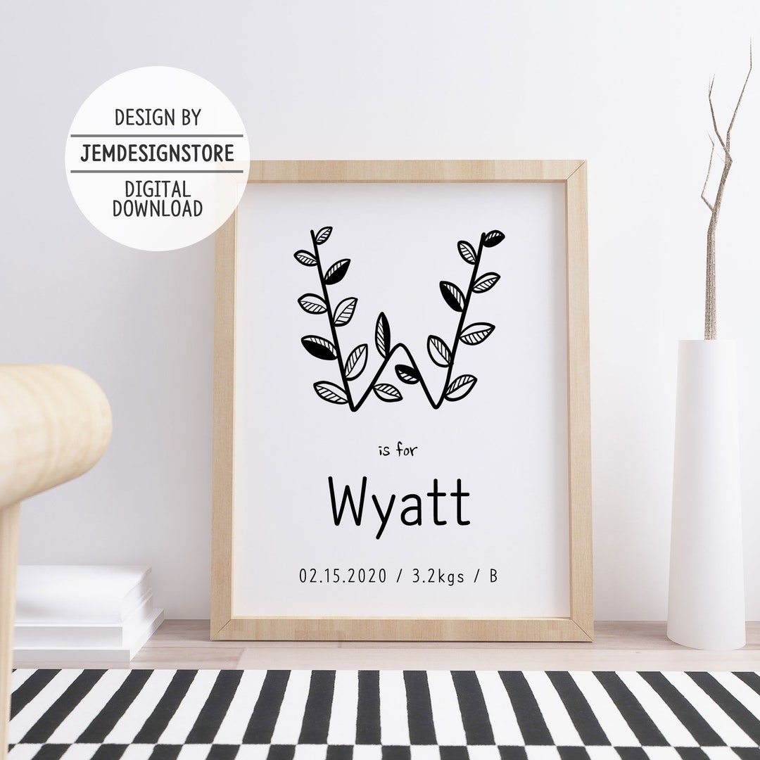 Personalized Baby Name Print Nursery Decor Girl, Baby Kids Room Decor ...