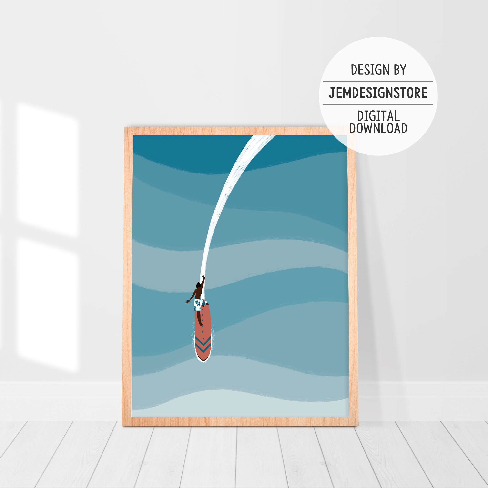 Abstract Art Ocean Wave Blue Wave Surf Poster Neutral - Etsy