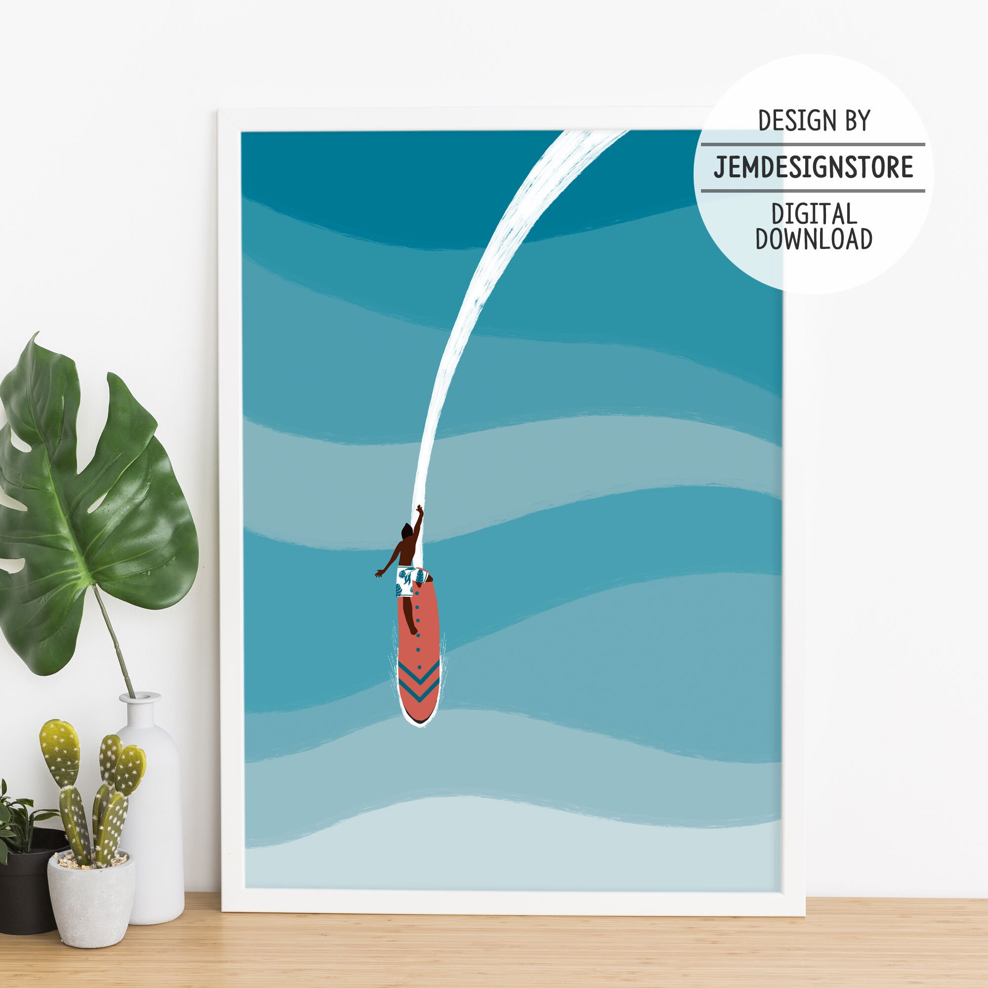 Abstract Art Ocean Wave Blue Wave Surf Poster Neutral - Etsy