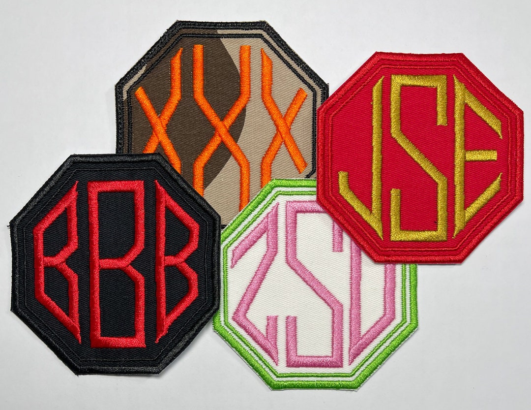 Custom Embroidered Monogram Patch - Iron on - Choose Your Own Colors ...