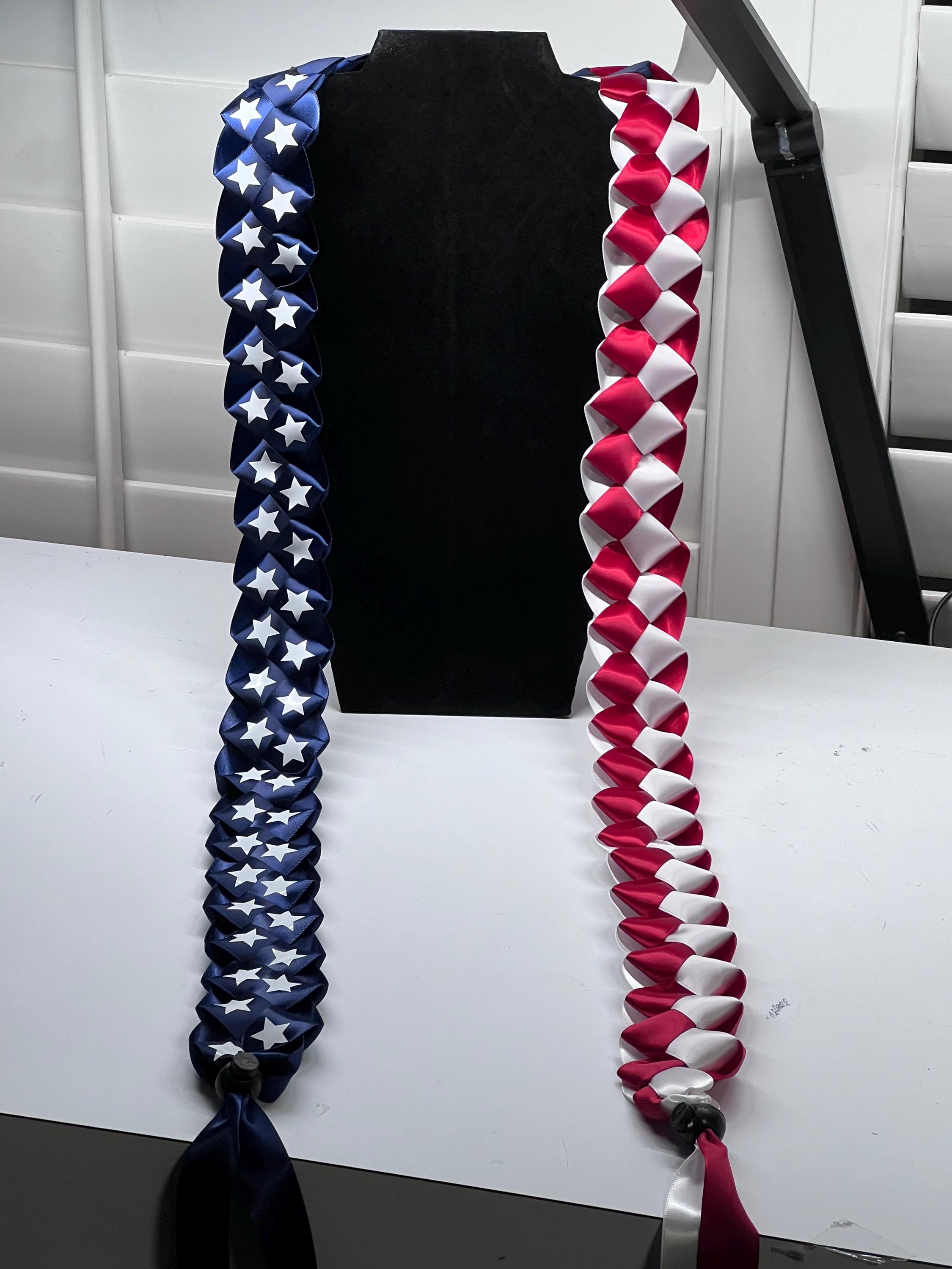 Graduation Lei: USA Flag Ribbon, Red White and Blue - Etsy