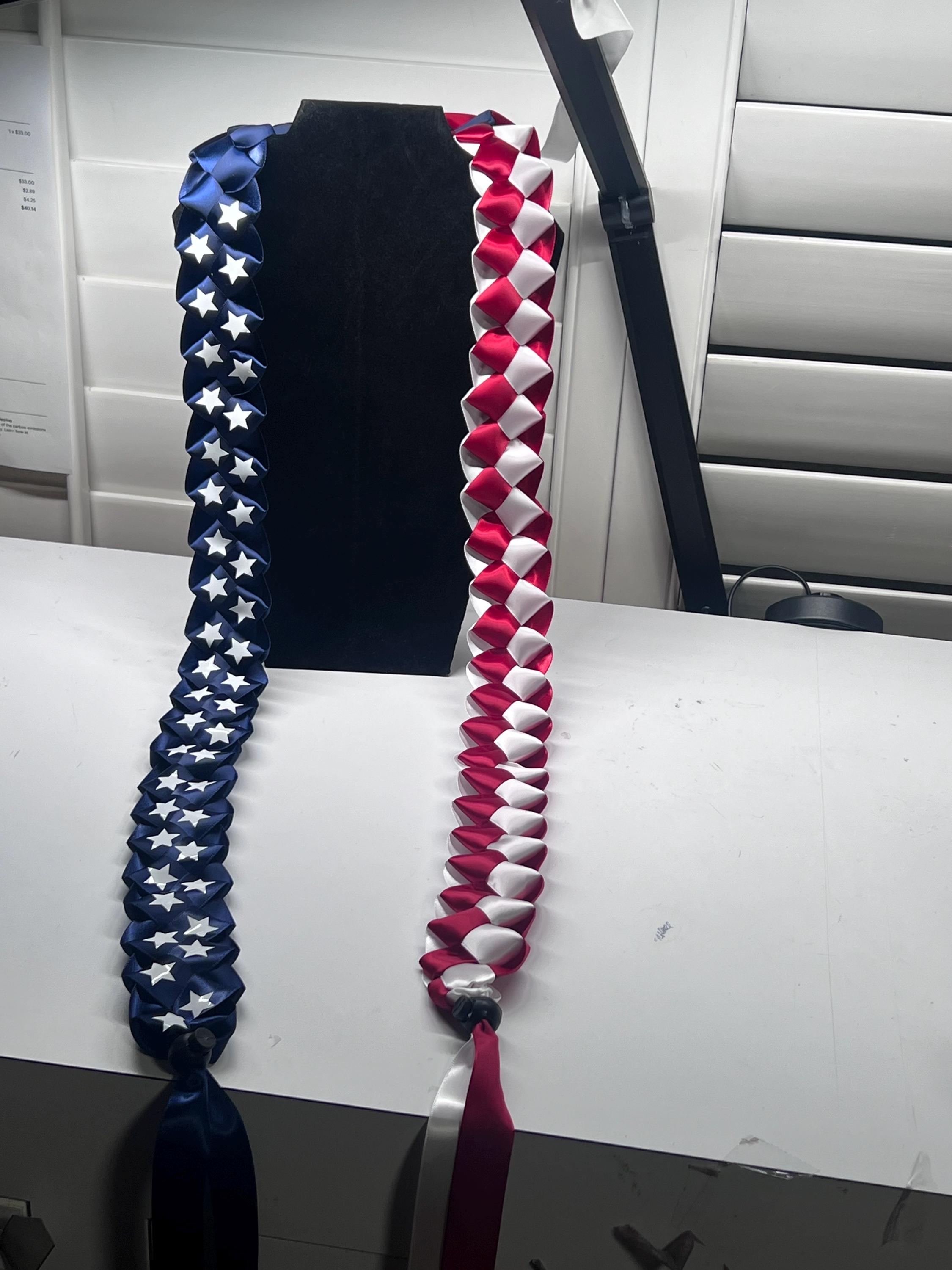 Graduation Lei: USA Flag Ribbon, Red White and Blue - Etsy