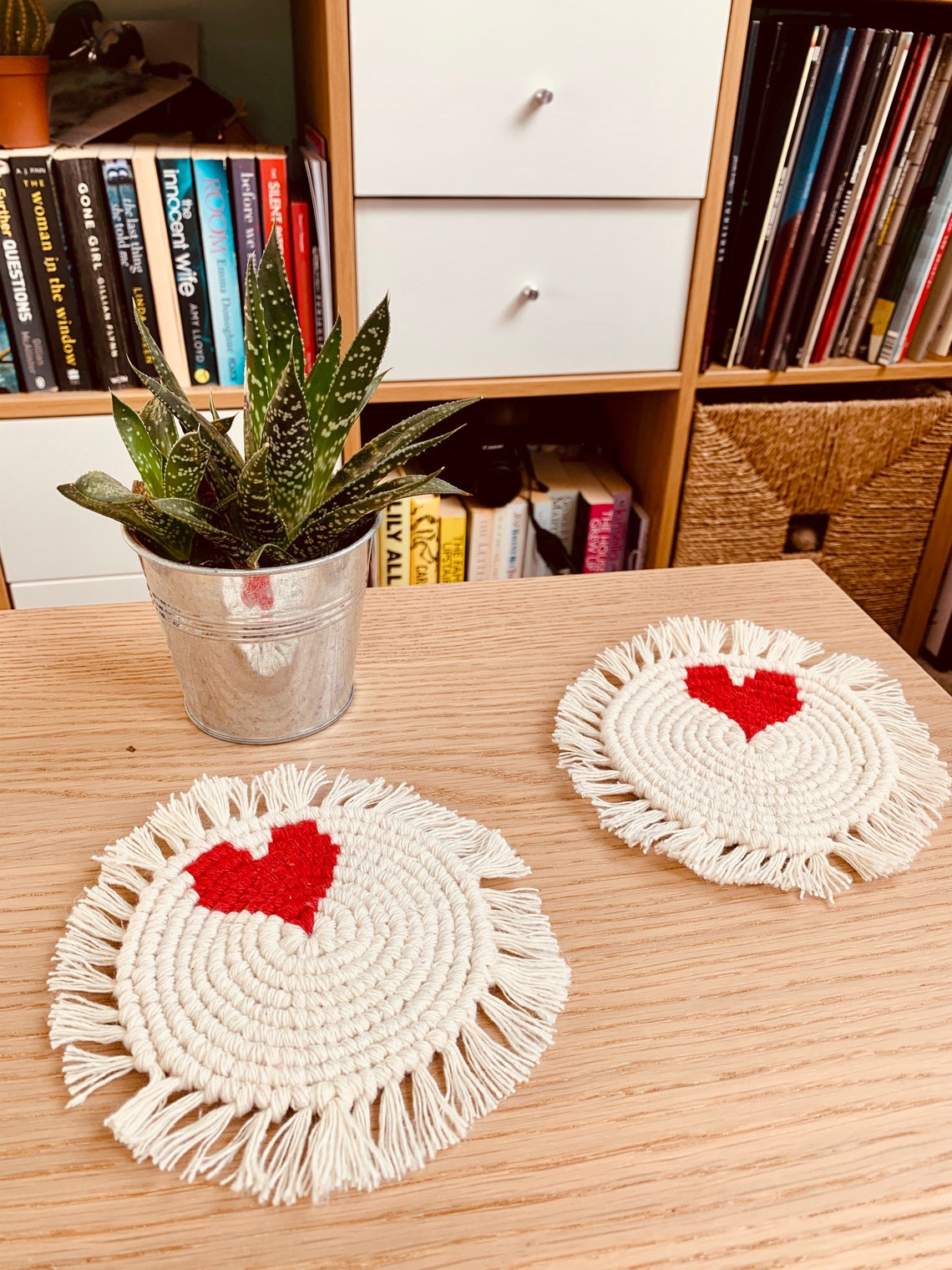 Posavasos del corazón de Macrame - Etsy España