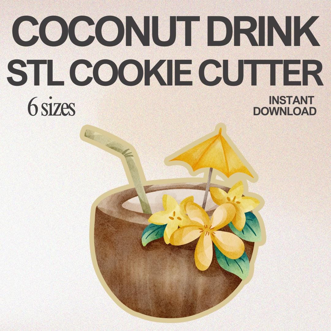 Coconut Drink Cookie Cutter STL File - Hawiian - Luau - Etsy