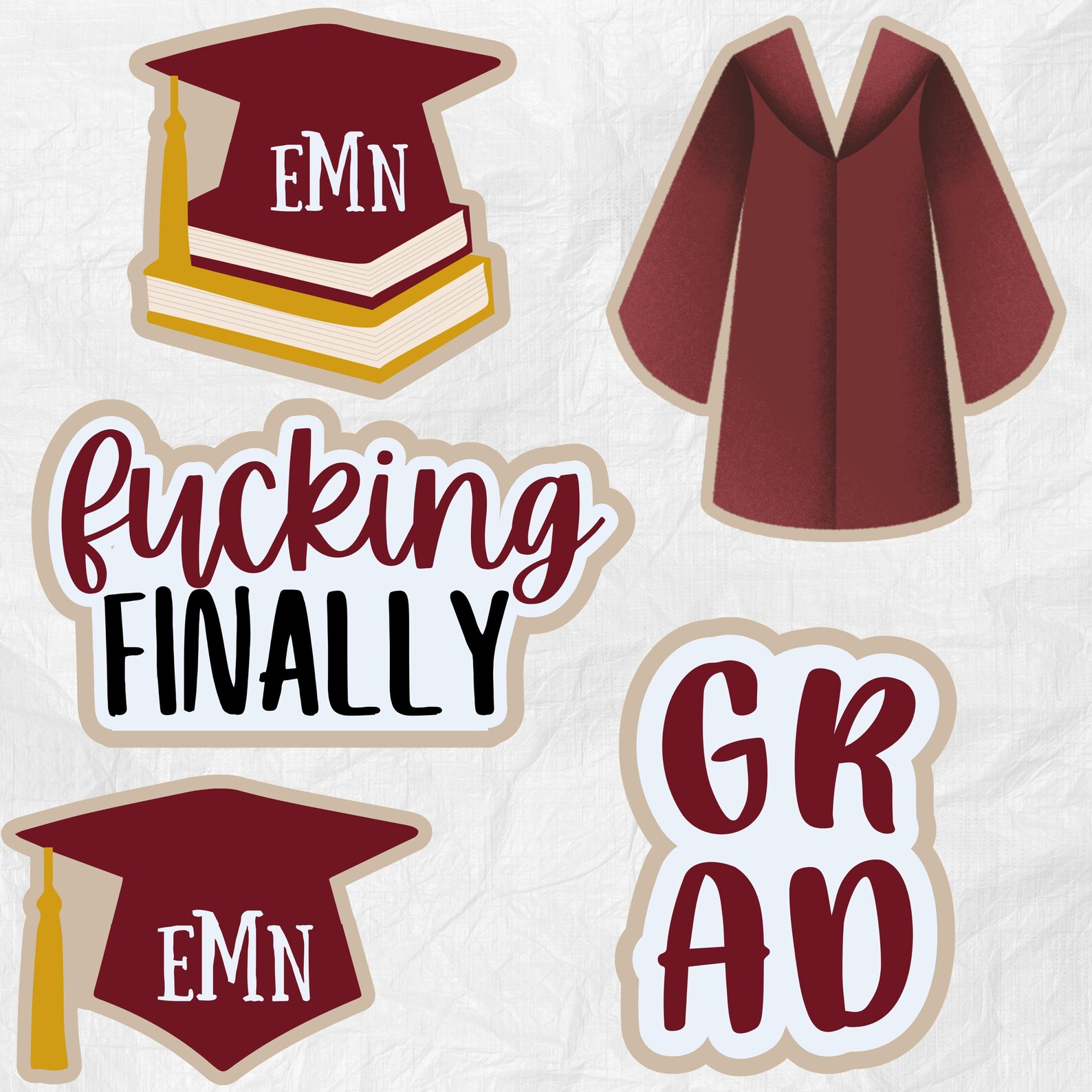 Graduation Cookie Cutter Set - Cap and Gown - Finally - Grad - Books - Etsy