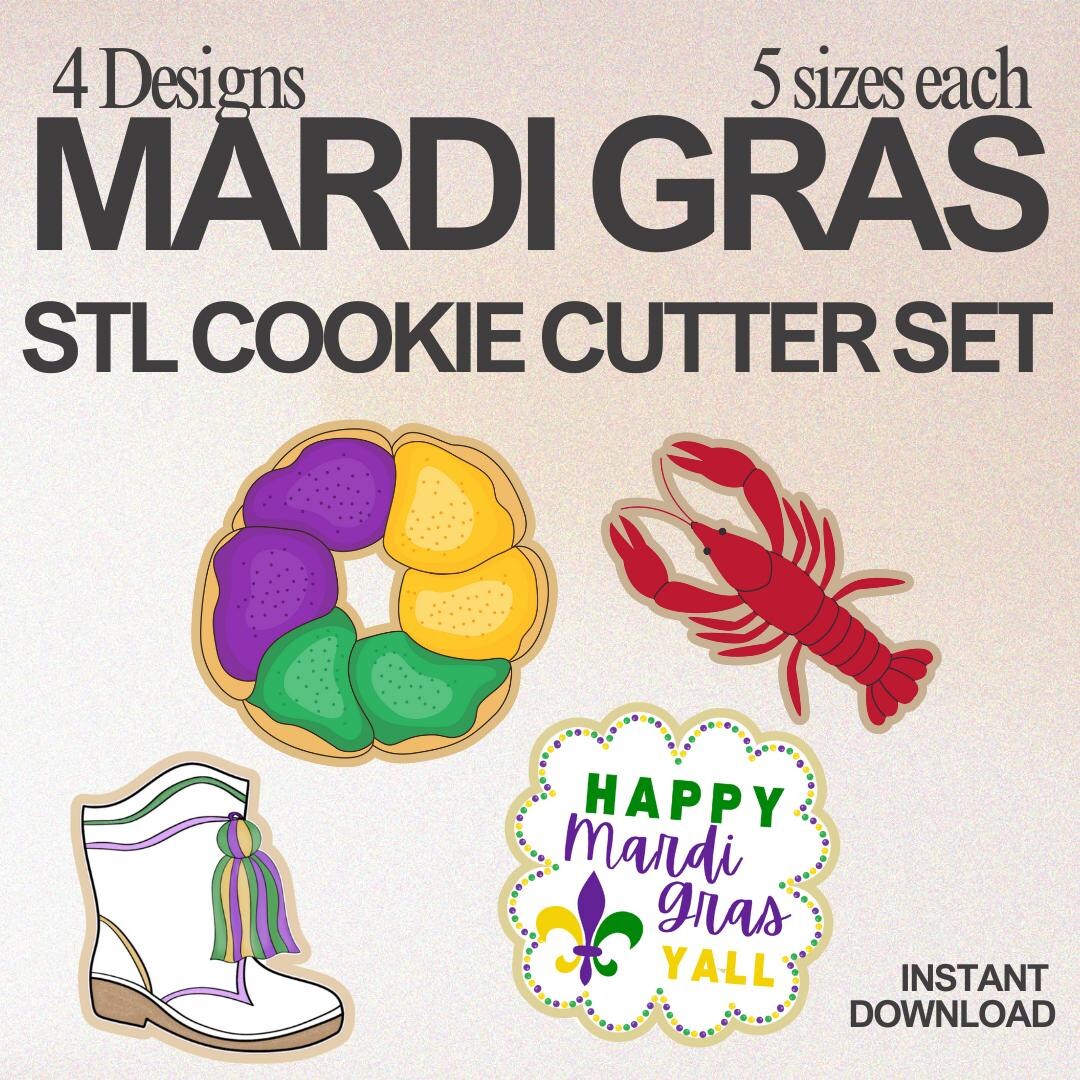 Mardi Gras Cookie Cutter SET STL File - Louisiana - Mardi Gras - Fat ...