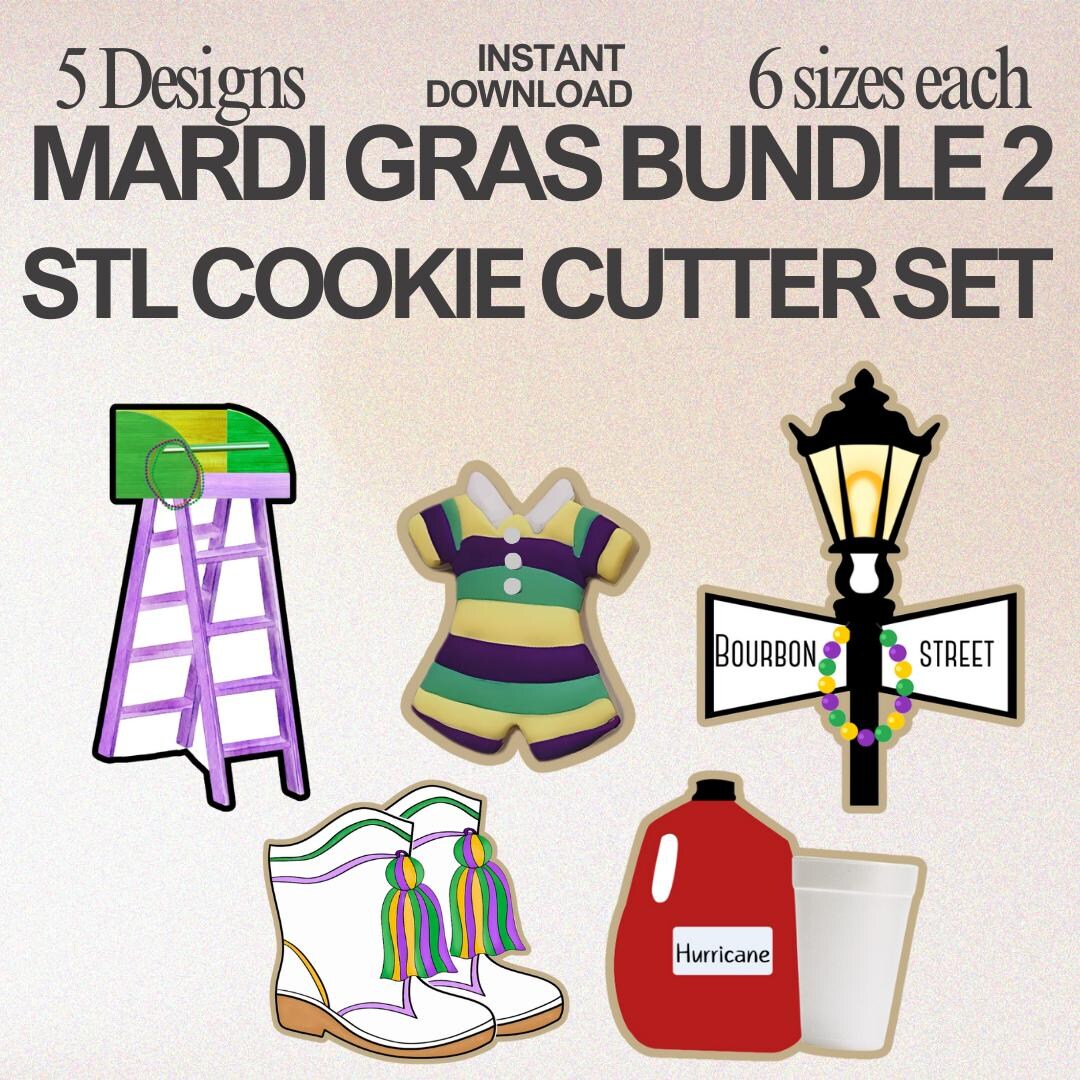 Mardi Gras Cookie Cutter SET STL File - Louisiana - Mardi Gras - Fat ...