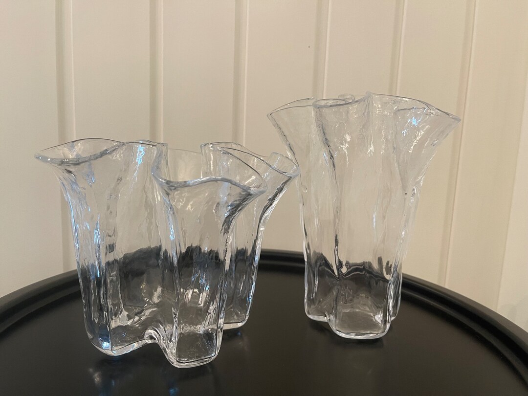 2 MUURLA FINLAND Vases Set in Clear Glass - Etsy