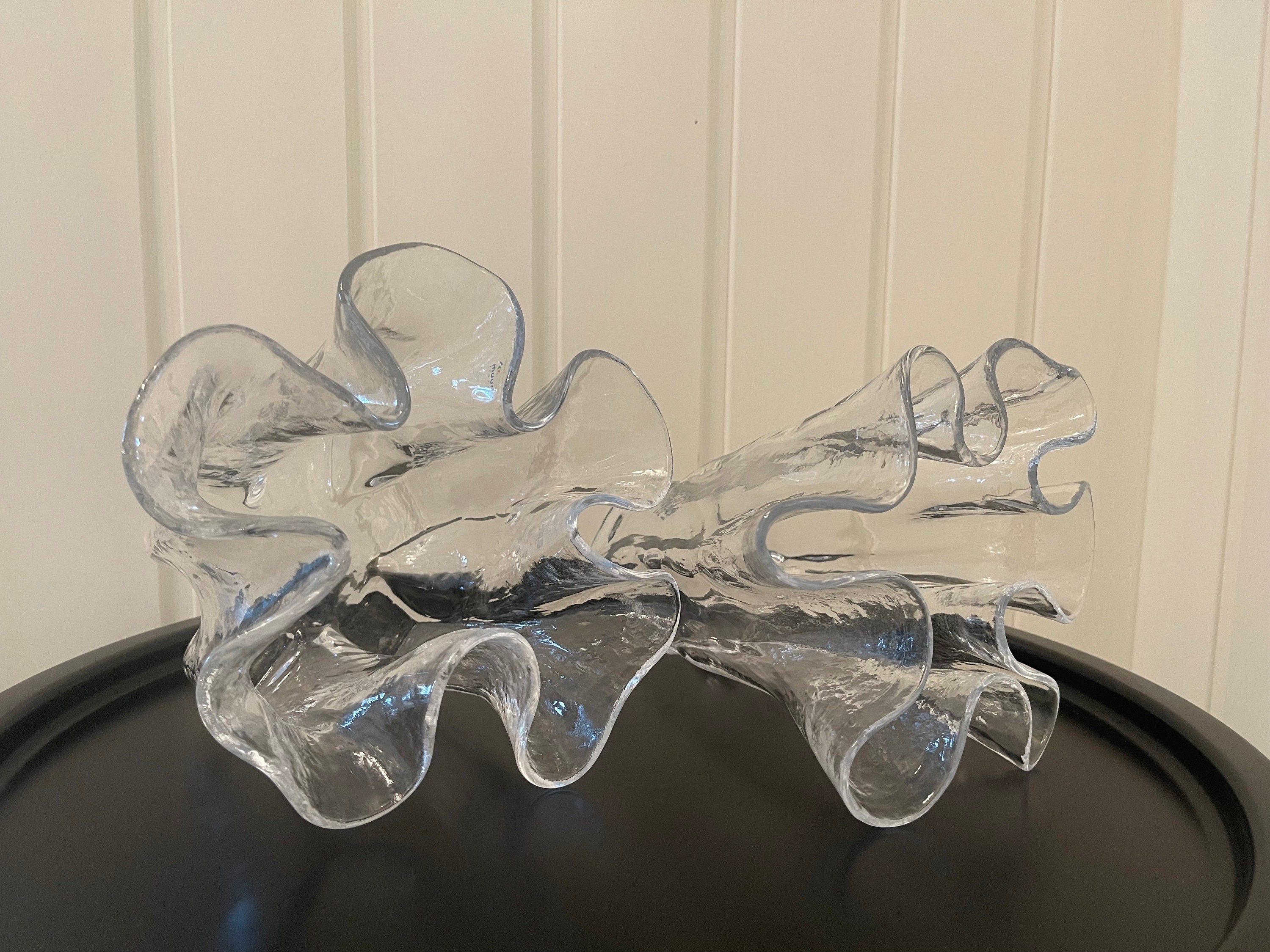 2 MUURLA FINLAND Vases Set in Clear Glass - Etsy
