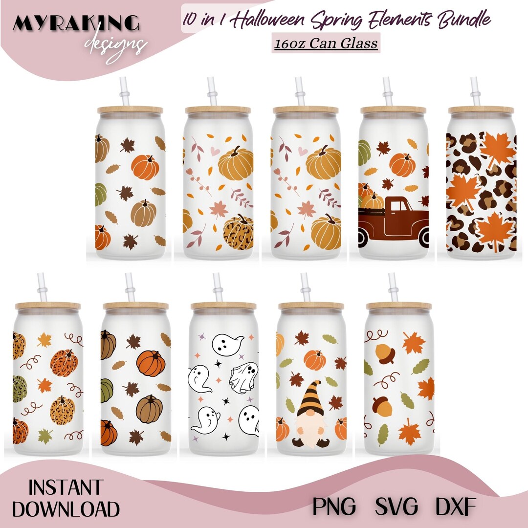 Halloween Spring Glass Wrap SVG Bundle, Halloween Libbey Svg, Spring ...