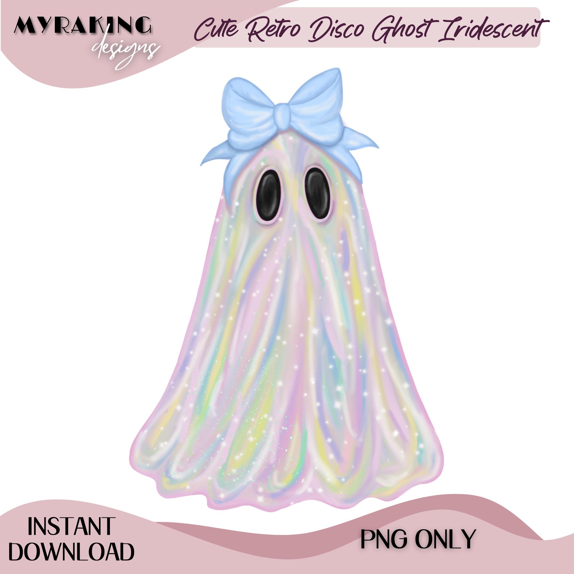 Cute Retro Disco Ghost Iridescent PNG Spooky Vibes Png Retro Cute Ghost ...