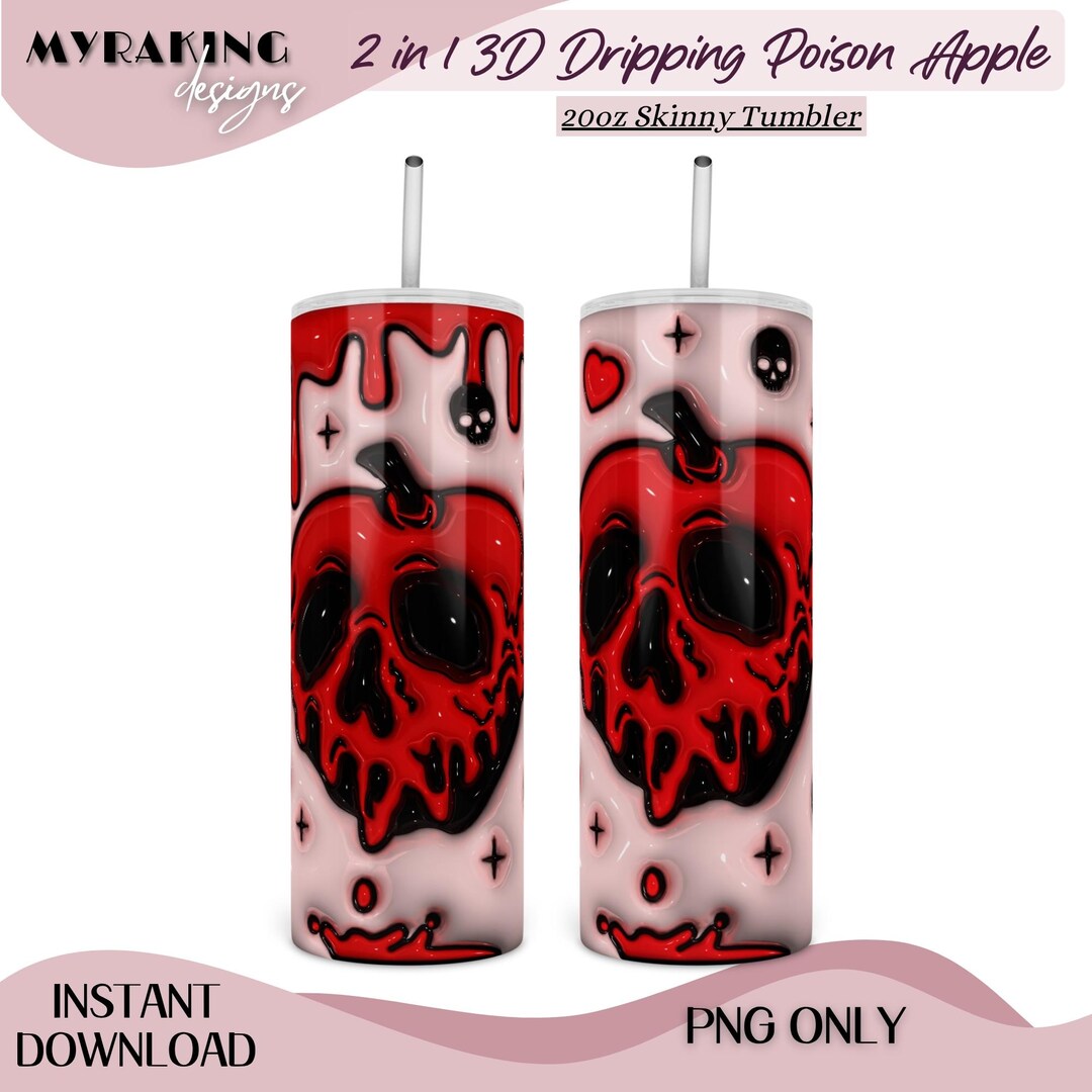 3D Inflated Dripping Poison Apple 20oz Skinny Tumbler PNG, Halloween ...