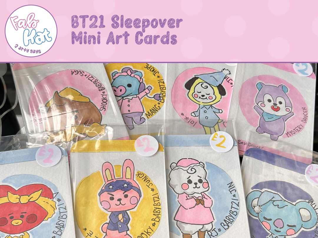 BT21 Sleepover | BTS | Mini Art Cards - Etsy UK