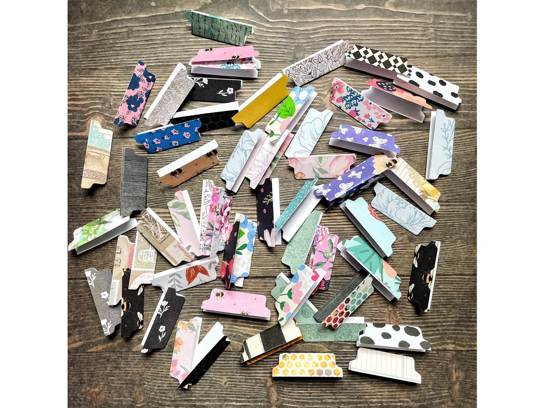 Random Patterned Page Tabs, Scrapbook Embellishments, Junk Journal ...