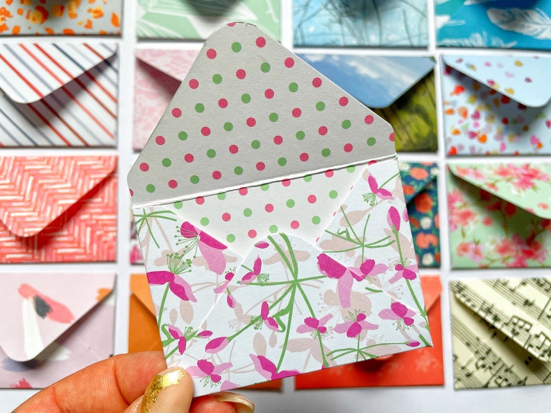 Random Mini Envelopes, Small Patterned Envelopes, Grab Bag, Journal and Scrapbook Ephemera ...