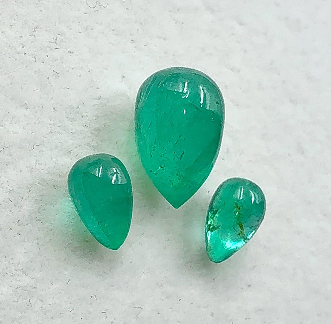 Colombian Emerald Cabochons: Natural Teardrop Gemstones, 6.70 Carat - Etsy