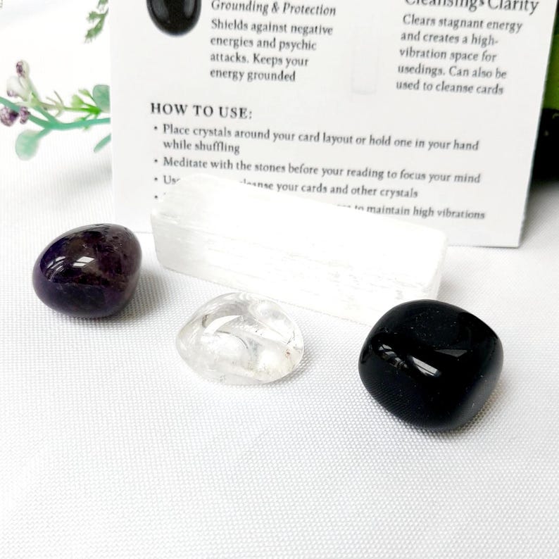 Tarot Crystal Kit, Amethyst, Obsidian, Quartz, Selenite, for Oracle ...