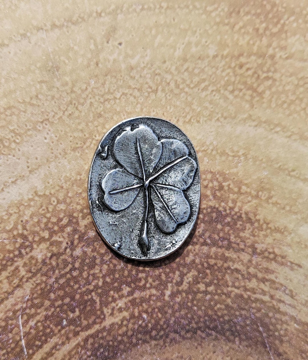 Clover Pocket Pewter Pocket Stone 25mm. Good Luck Gift, Four Leaf ...
