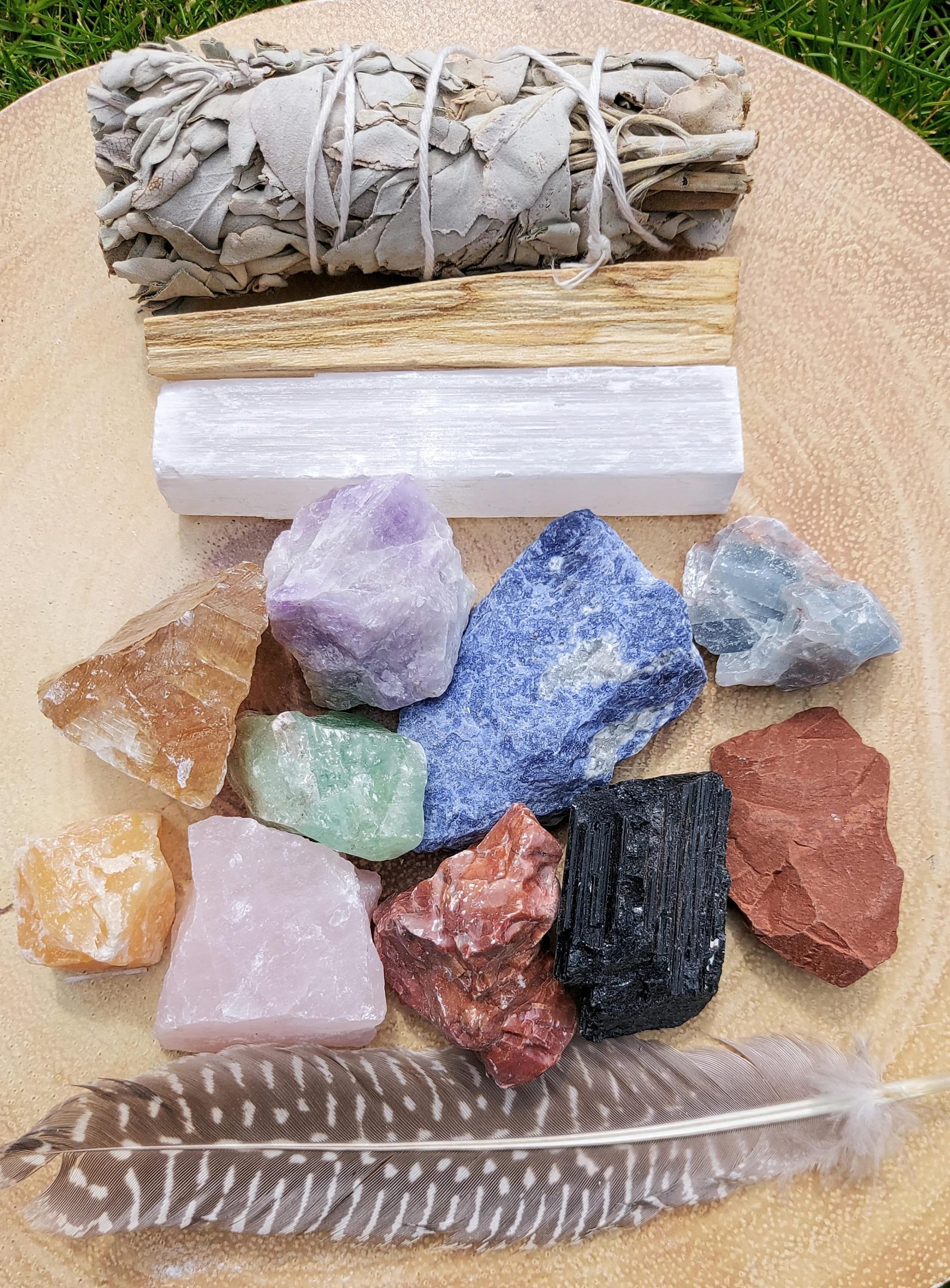 15 Piece Crystal & Sage Kit Rough Crystal Premium Quality Raw - Etsy UK