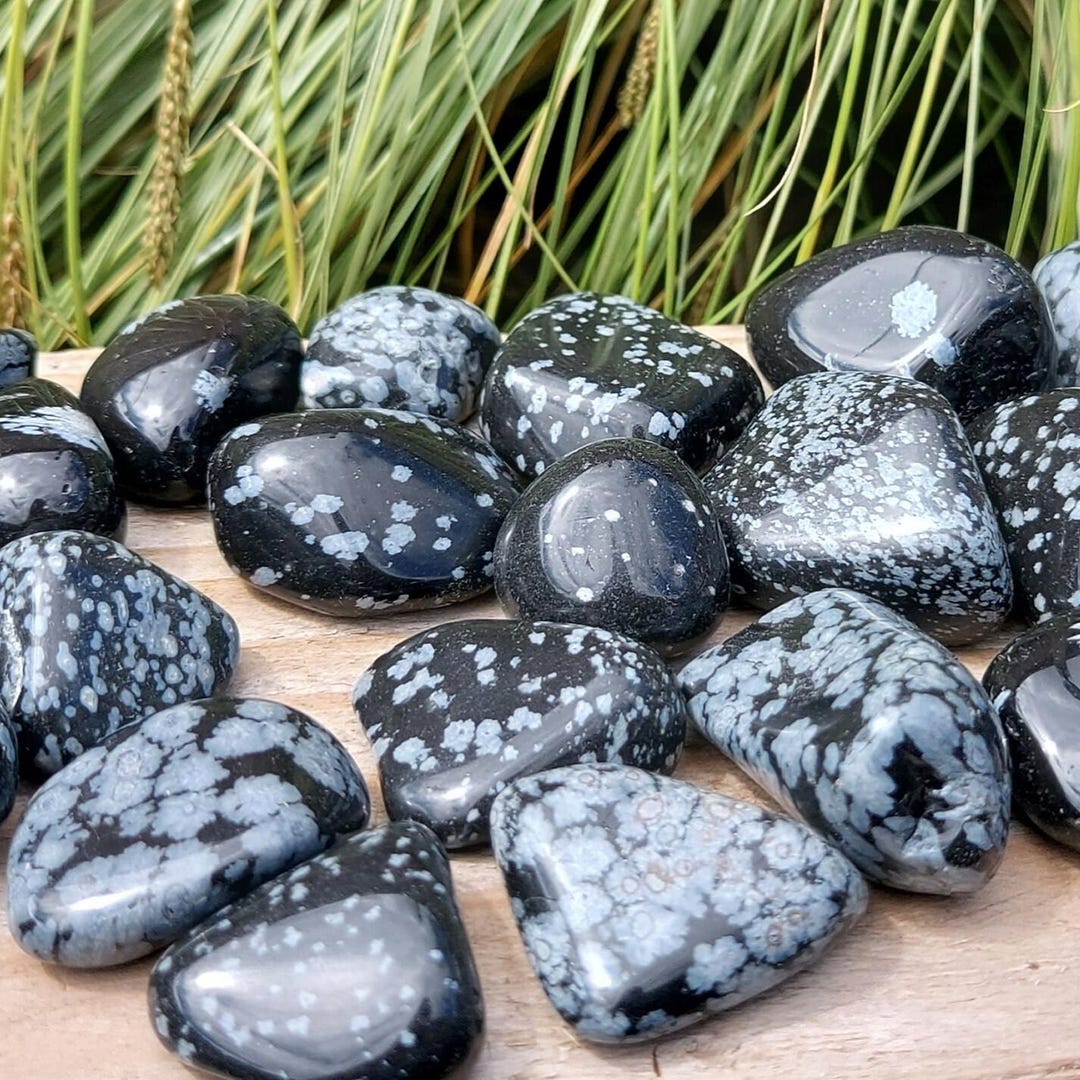 Snowflake Obsidian Tumbled Stone, Natural Polished Crystal for Crafting ...