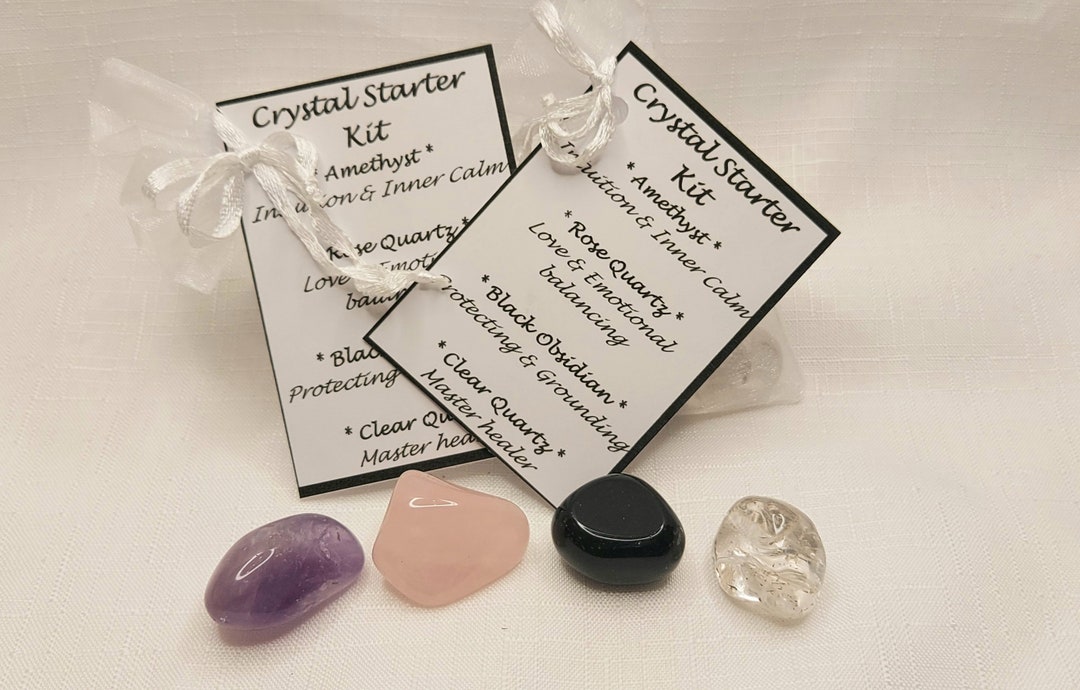 Crystal Starter Kit Rose Quartz Black Obsidian Amethyst Clear - Etsy