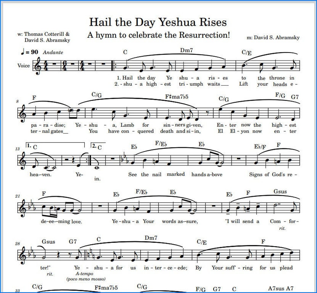 Hail the Day Yeshua Rises ~ A Hymn to Celebrate the Resurrection - Etsy