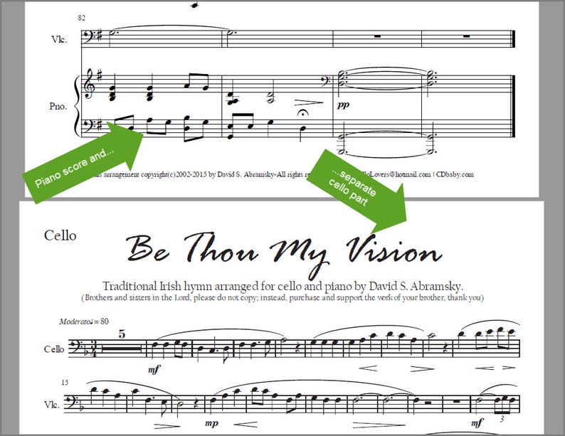 Be Thou My Vision (popular Irish Hymn Arranged for Cello and Piano) - Etsy