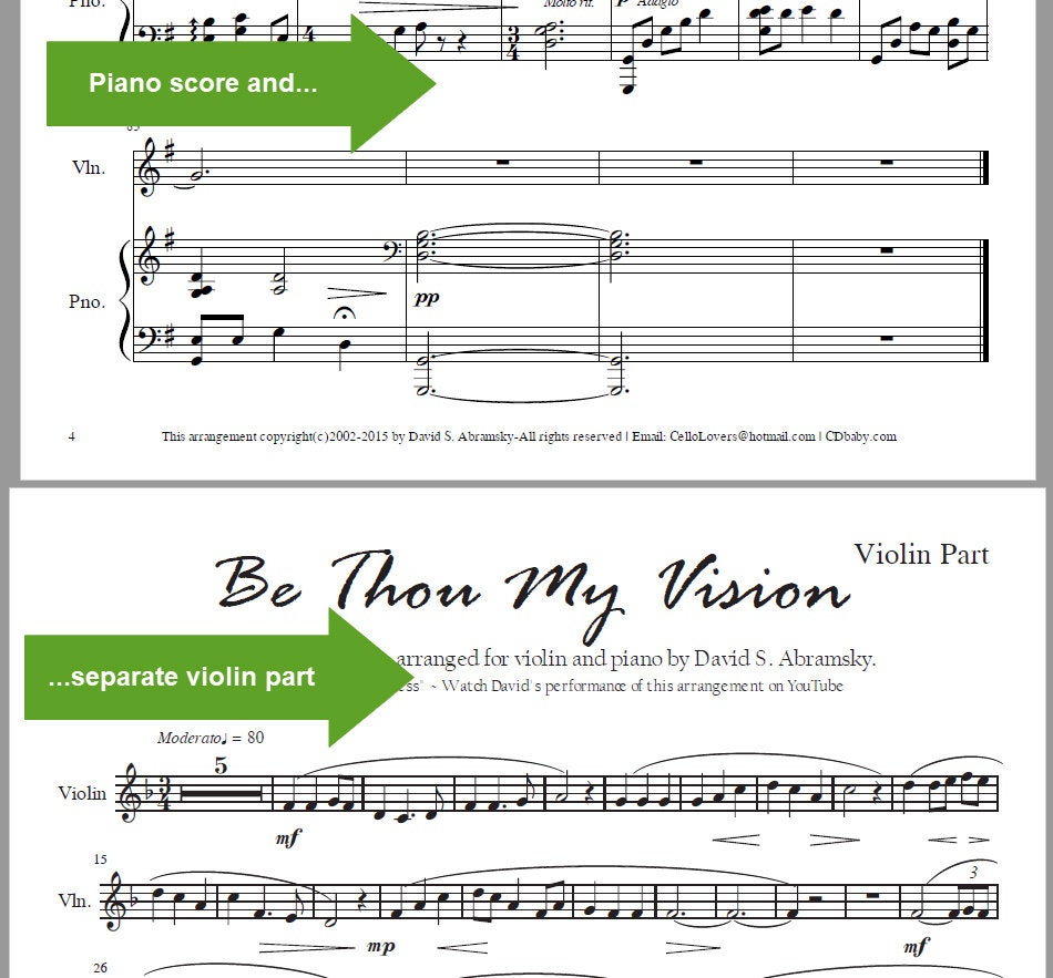 Be Thou My Vision (popular Irish Hymn Arranged for Violin and Piano) - Etsy