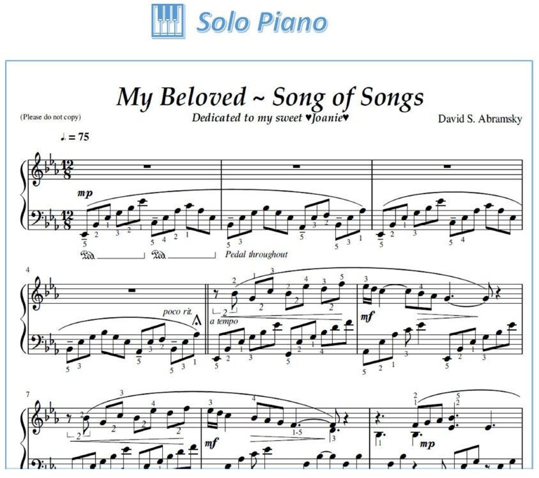 My Beloved - Song of Songs (solo Piano Composition) - Etsy
