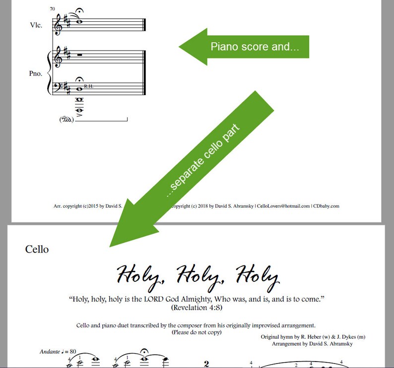 Holy, Holy, Holy (arr. for Cello & Piano by David S. Abramsky) - Etsy