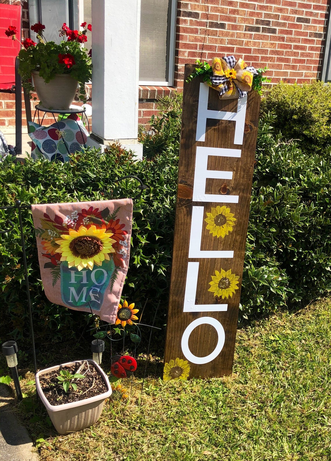 Sunflower Hello Welcome Sign Sunflower Porch Sign Sunflower - Etsy