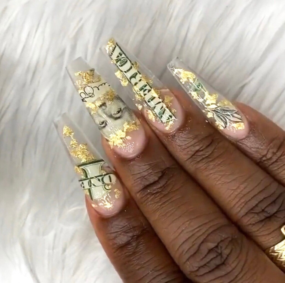 Money Encapsulated Press on Nails - Etsy