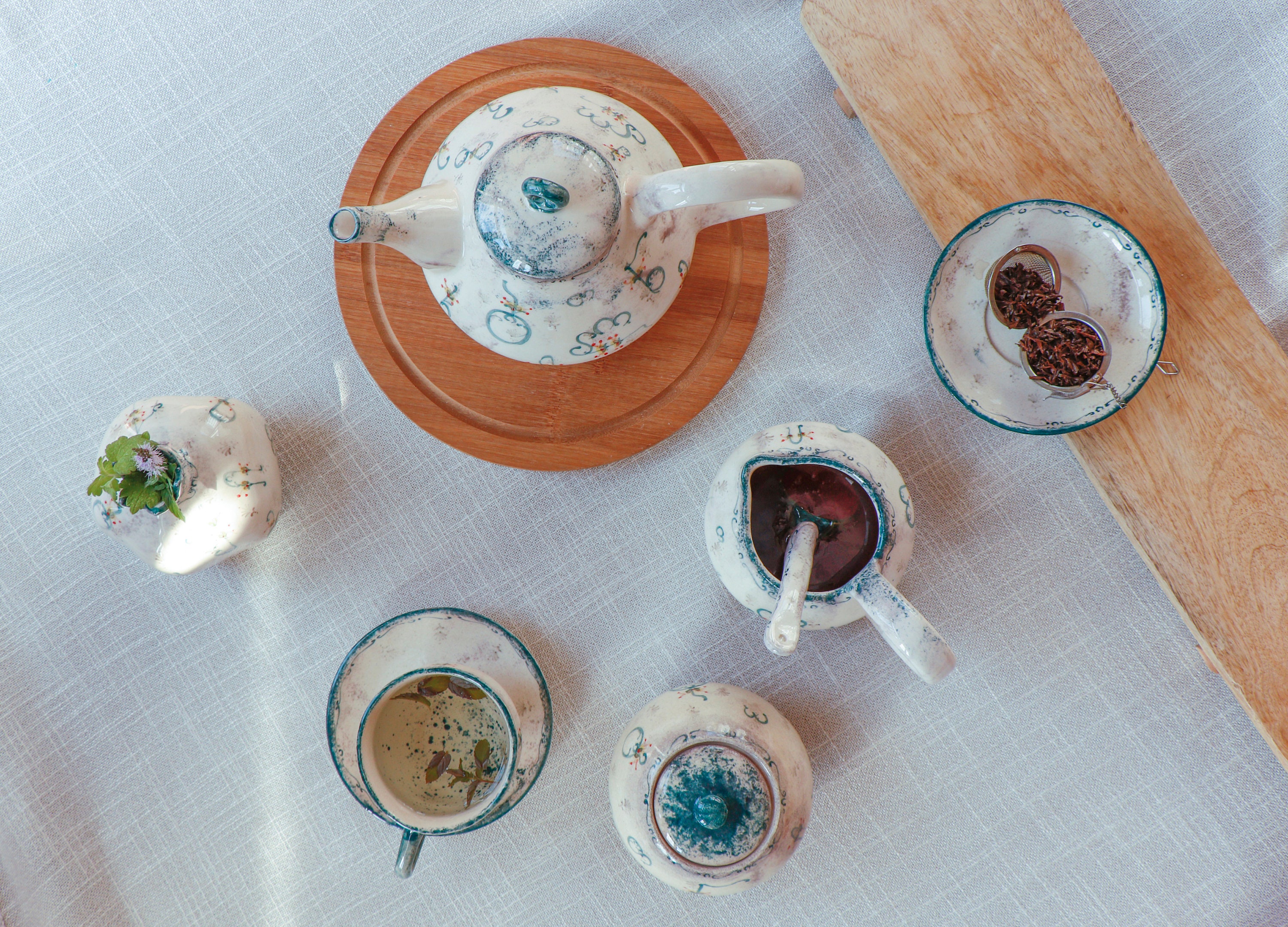 Hand Painted Ceramic Tea Set /dinnerware/teapot/teacup/jars/ - Etsy