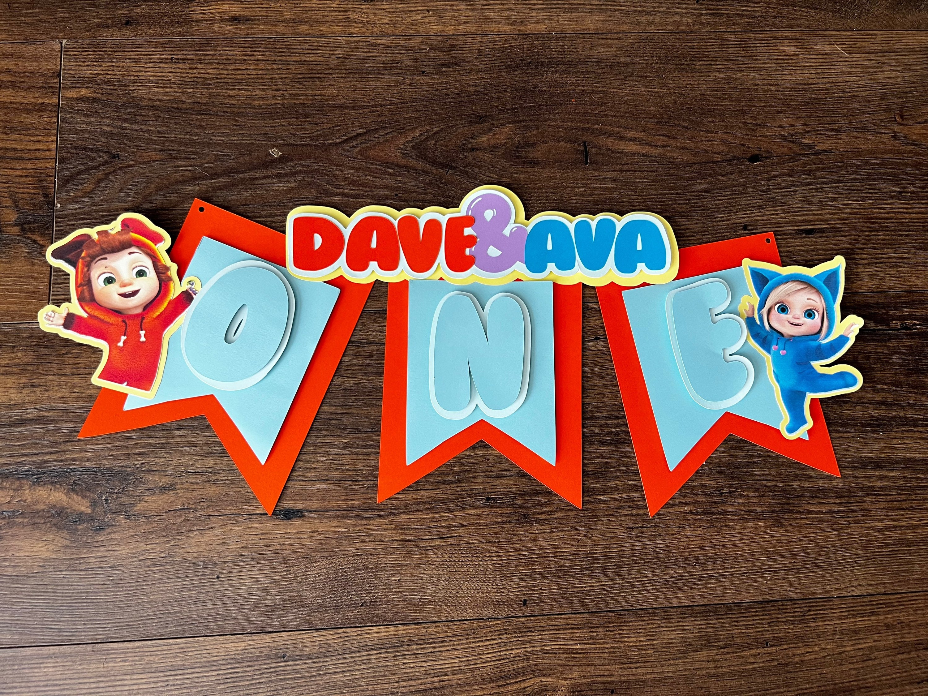 Dave & Ava Birthday Banner, Custom Age Banner, Highchair Banner - Etsy