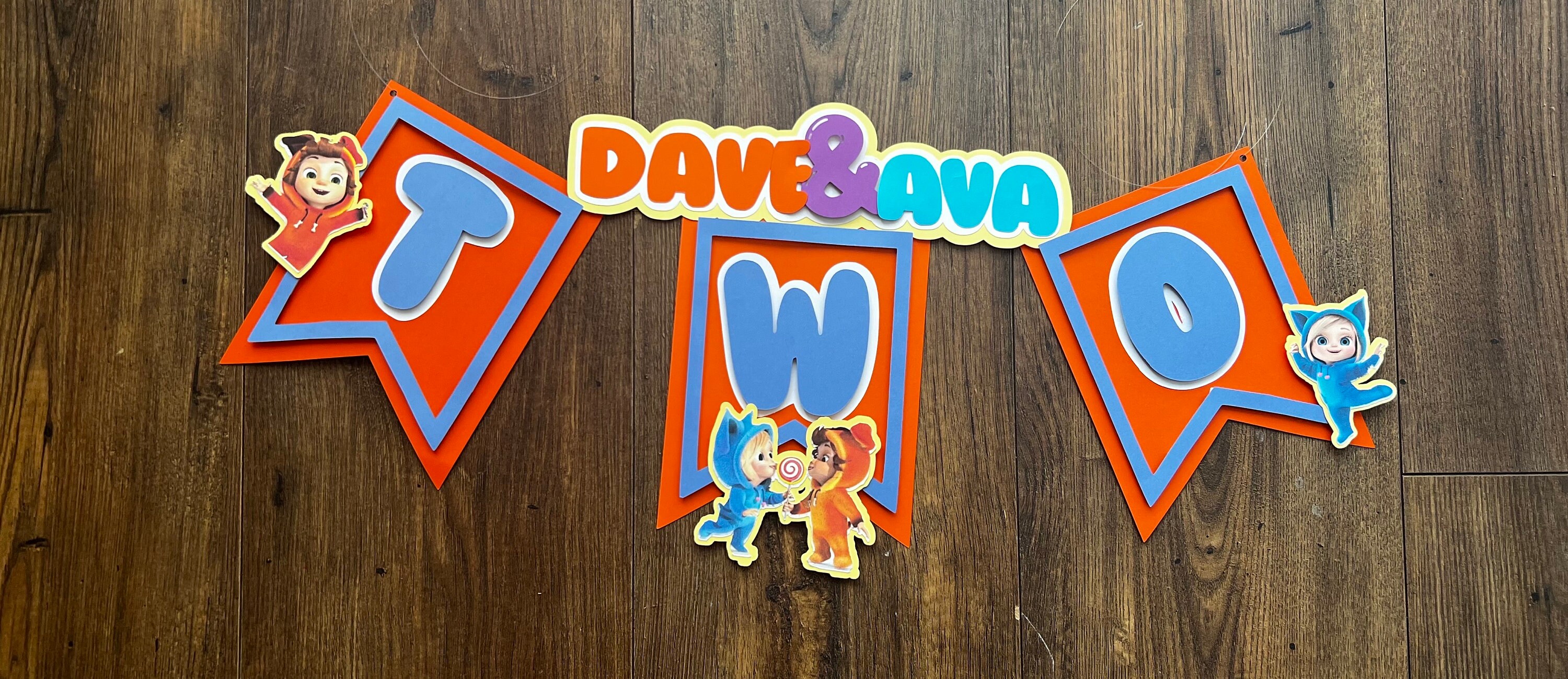 Dave & Ava Birthday Banner, Custom Age Banner, Highchair Banner - Etsy