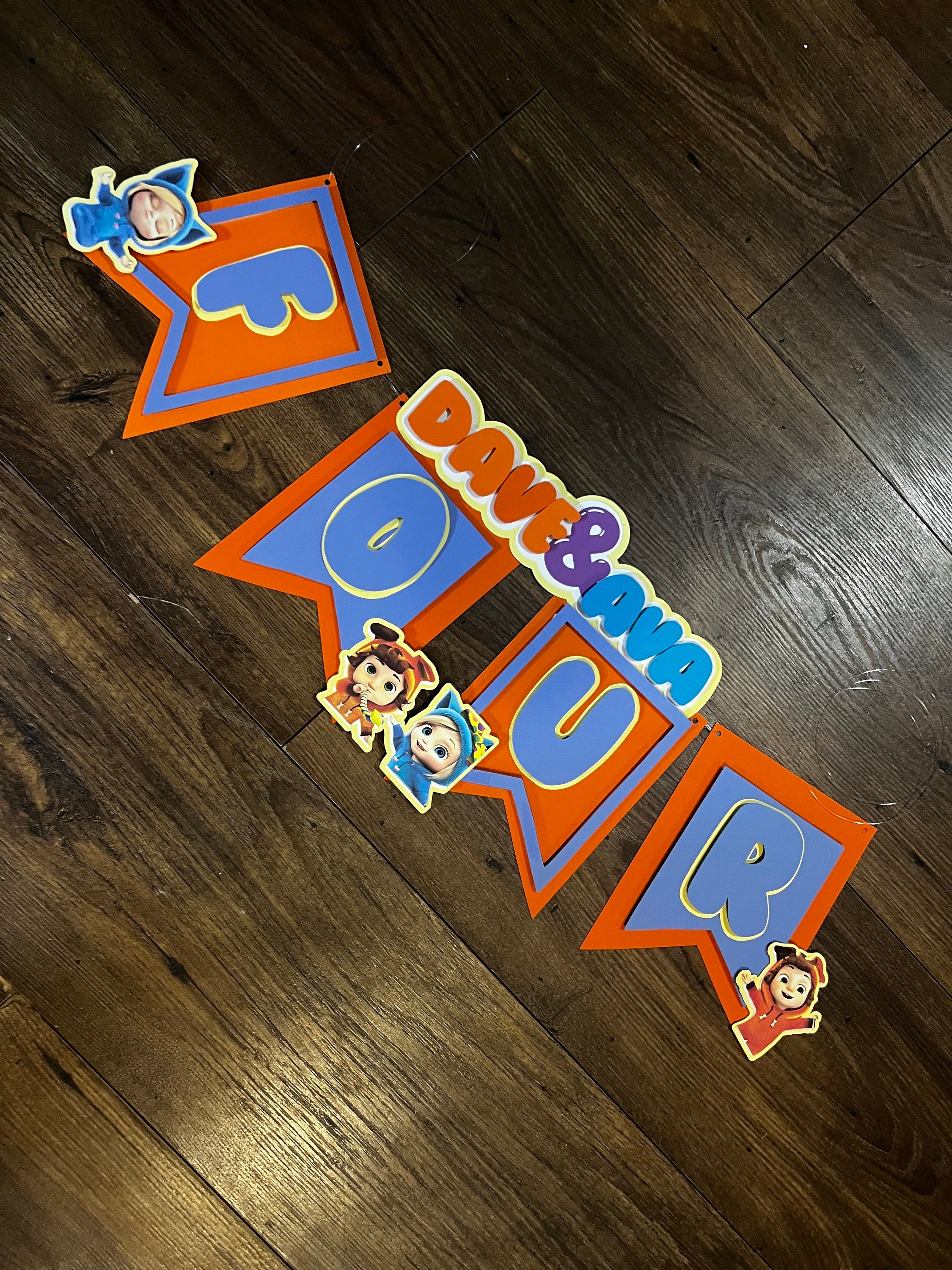 Dave & Ava Birthday Banner, Custom Age Banner, Highchair Banner - Etsy