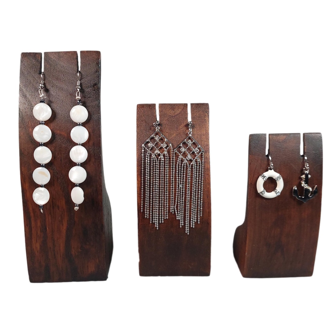 Handcrafted Wooden Earring Display in 3 Sizes: 5.9 Inches, 4.7 Inches ...