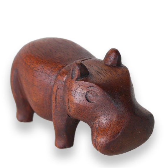 Hippo Hyppo Hand Carved Natural Wood Unique H6 Cm - Etsy