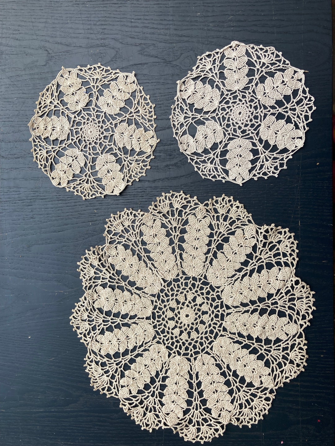 Vintage Crochet Doilie Set. 3 Pieces. Lot B - Etsy