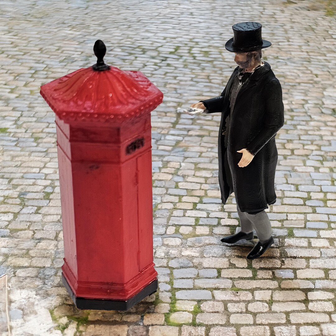 Edwardian Gent & Post Box - Unpainted Model Railway Figure - N/TT/OO/O ...