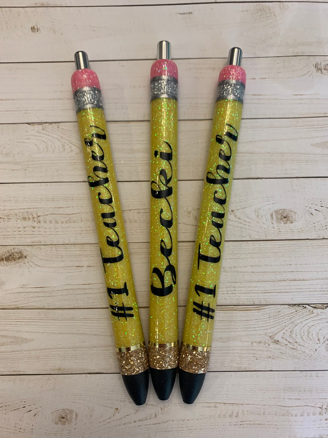 Glitter Pen Pencil Design Glitter Personalized Gel Pens Etsy